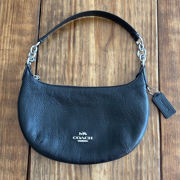 Coach | Bags | Coach Mini Payton Black Pebble Leather Bag Silver | Poshmark